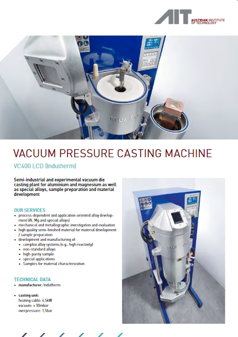 vacuum pressure casting machine VC400 LCD - AIT Austrian Institute Of ...