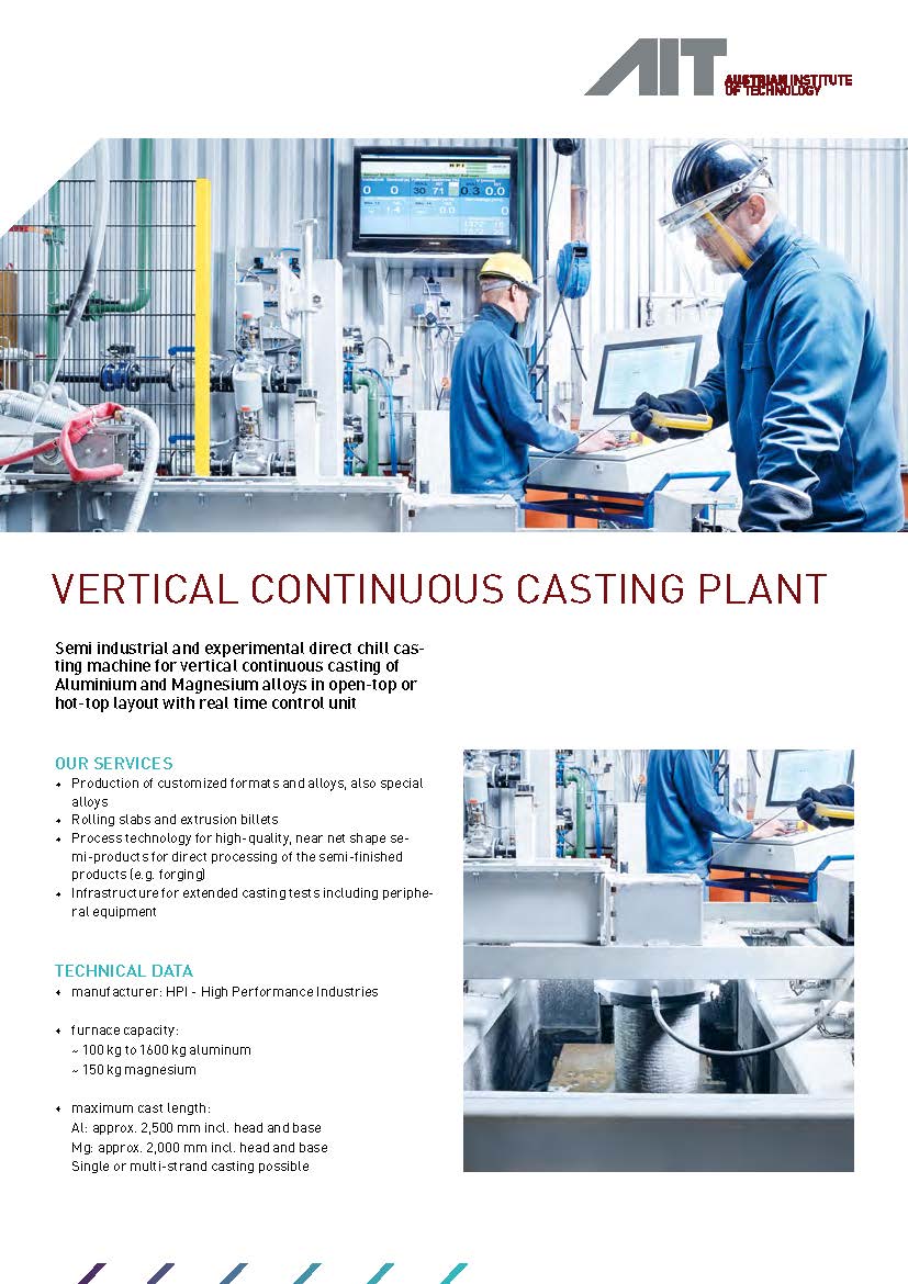 Vertical continuous casting plant - AIT Austrian Institute Of Technology